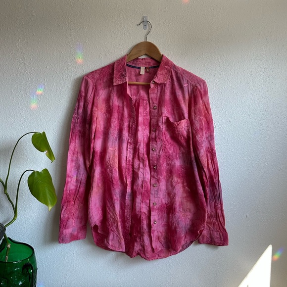 Pilcro | Tops | Anthropologie Pilcro Watercolor Embroidered Button Down ...